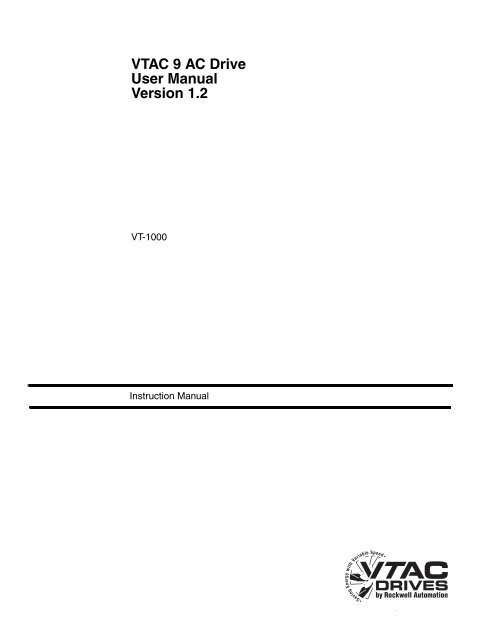VTAC 9 AC Drive User Manual Version 1.2