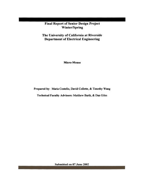 Final Report of Senior Design Project Winter/Spring - UCR Libraries ...