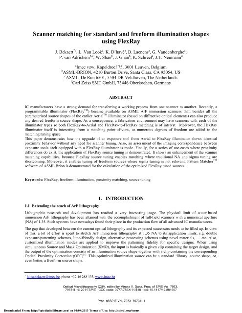 Scanner matching for standard and freeform illumination shapes using ...