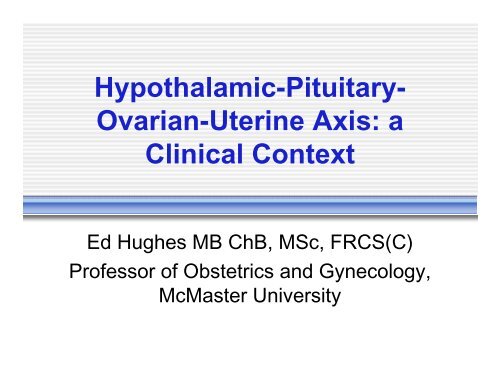 Hypothalamic-Pituitary- Ovarian-Uterine Axis a Clinical Context