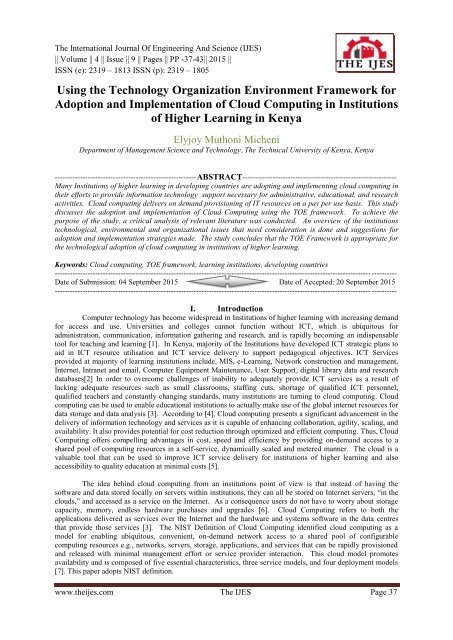 Using the Technology Organization Environment Framework for Adoption ...