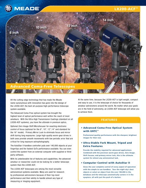 LX200-ACF 14 inch 8 inch 10 inch 12 inch Advanced Coma-Free Telescopes