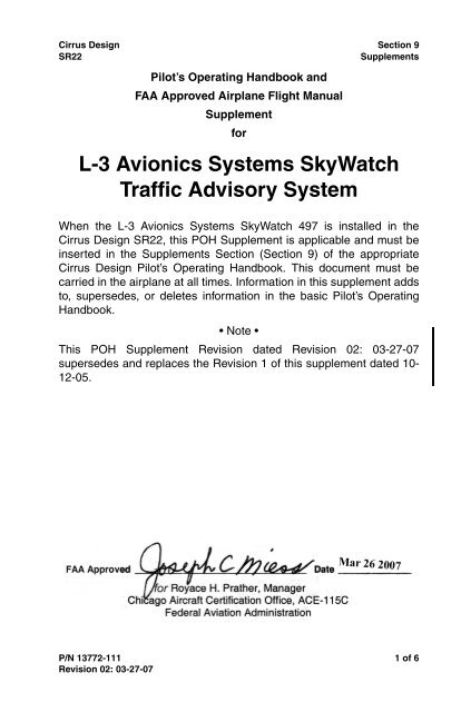 L-3 Avionics Systems SkyWatch Traffic Advisory System
