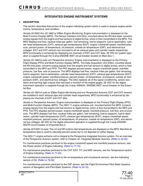 Refer to 77-40 - Cirrus Design Authorized Service Center Home