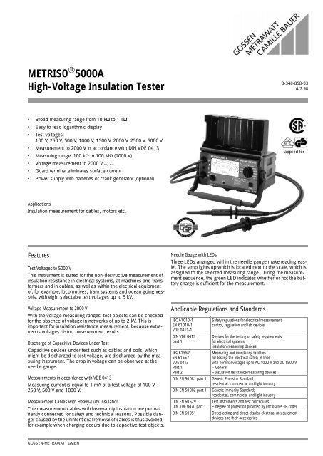 METRISO 5000A High-Voltage Insulation Tester
