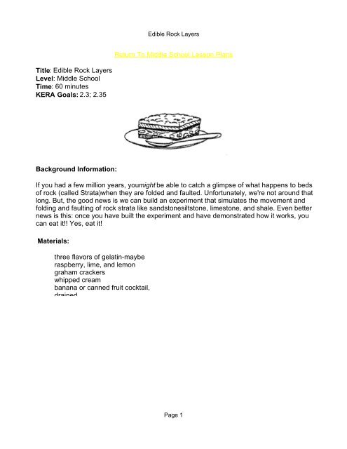 Return To Middle School Lesson Plans Title: Edible Rock Layers ...