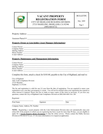 VACANT PROPERTY REGISTRATION FORM - semcog