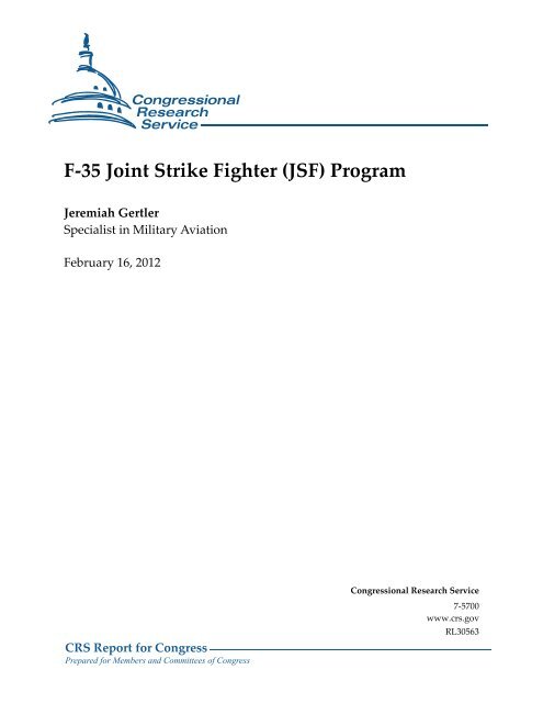 F-35 Joint Strike Fighter (JSF) Program