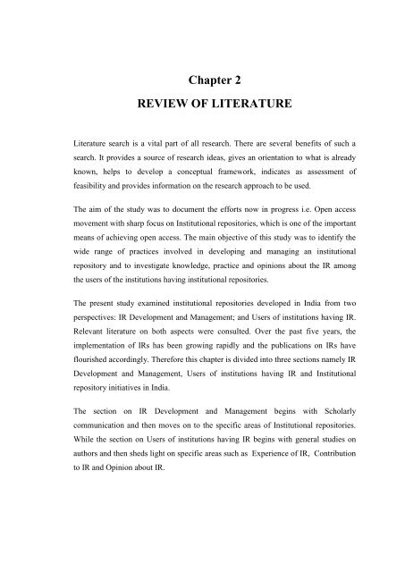 Chapter 2 REVIEW OF LITERATURE Shodhganga INFLIBNET 