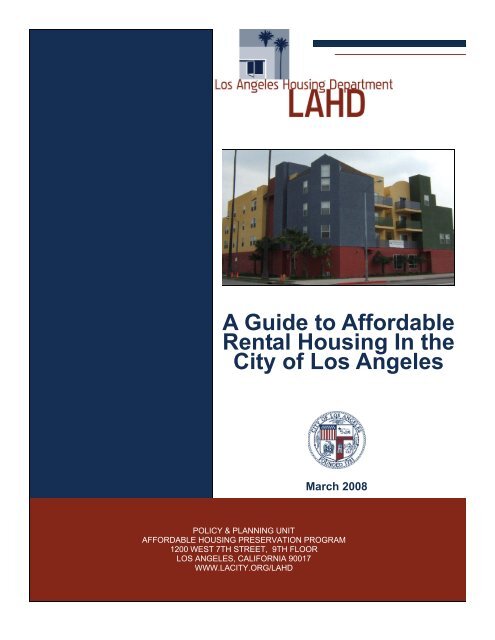 A Guide to Affordable Rental Housing In the City of Los Angeles