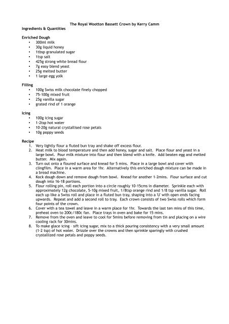 The Royal Wootton Bassett Crown by Kerry Camm Ingredients ...