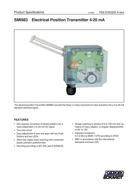 SMI983 Electrical Position Transmitter 4-20 mA - Foxboro Eckardt