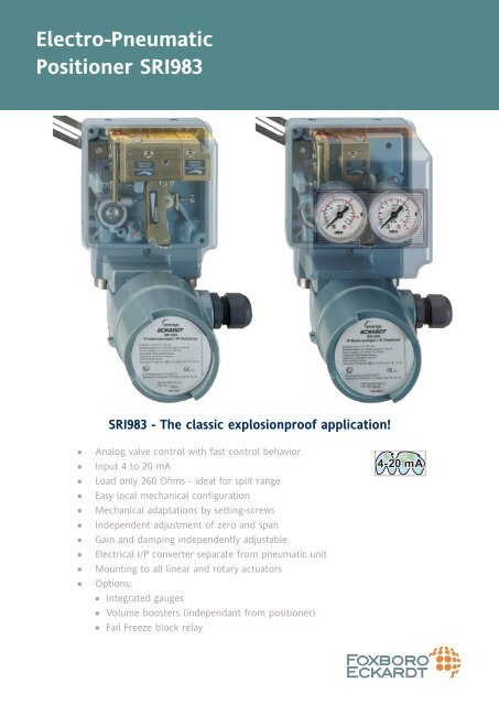 Electro-Pneumatic Positioner SRI983 - Foxboro Eckardt
