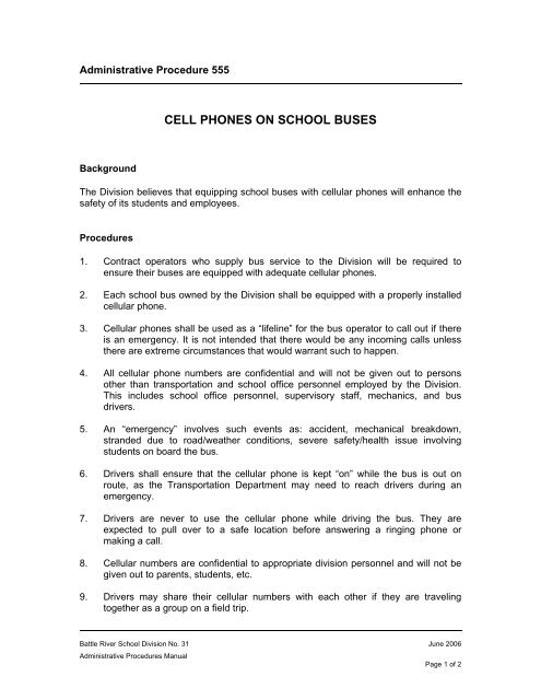 CELL PHONES ON SCHOOL BUSES