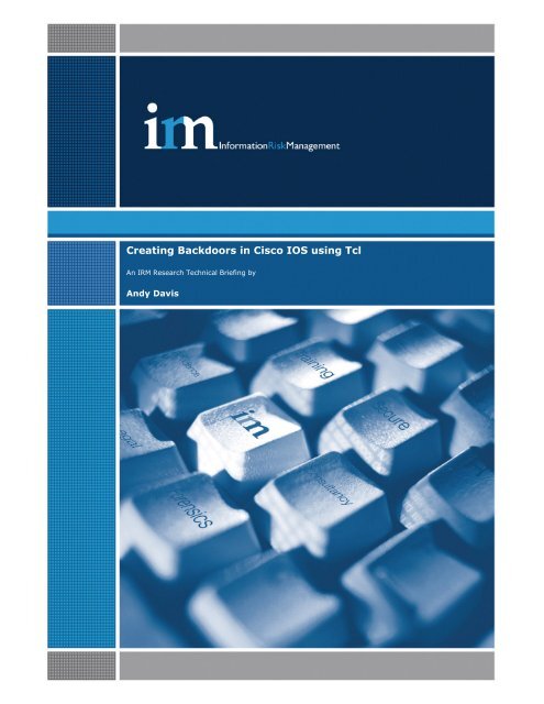 Creating Backdoors in Cisco IOS using Tcl