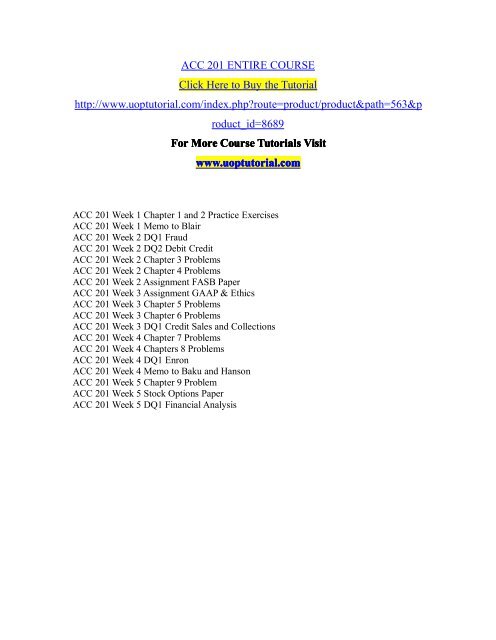 ACC 201 ENTIRE COURSE