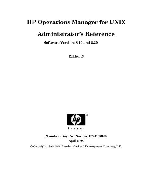 HP Operations Manager for UNIX Administrator’s Reference