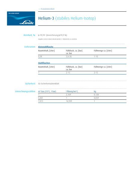 Helium-3 (stabiles Helium-Isotop) - Linde Gas