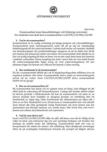Examensarbete inom lÃ¤rarutbildningen vid GÃ¶teborgs universitet FÃ¶r ...