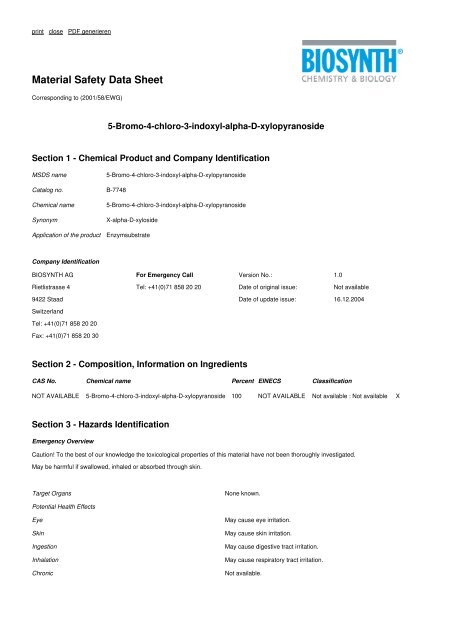 Material Safety Data Sheet - Biosynth