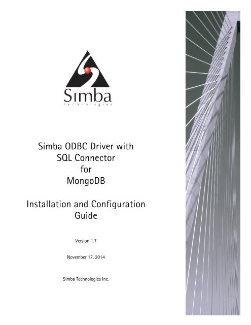 Simba ODBC Driver with SQL Connector for MongoDB Installation ...