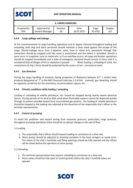 SHIP OPERATION MANUAL 6.