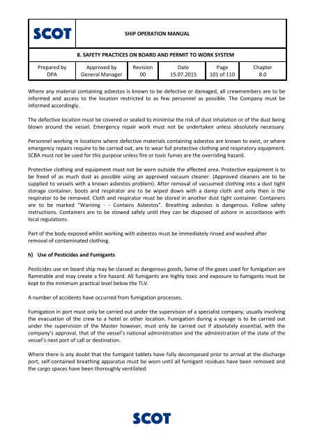 SHIP OPERATION MANUAL 8.