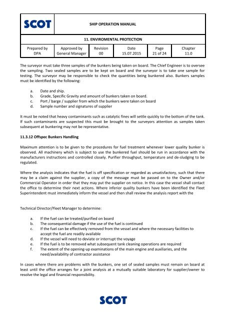 SHIP OPERATION MANUAL 11.
