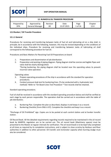 SHIP OPERATION MANUAL 12.