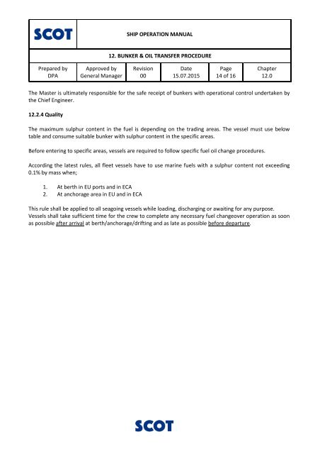 SHIP OPERATION MANUAL 12.