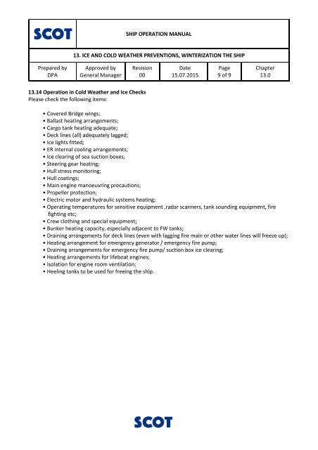 SHIP OPERATION MANUAL 13.