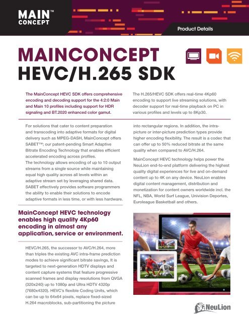 MAINCONCEPT HEVC/H.265 SDK