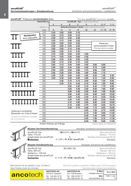 Preisliste - Kapitel 1 - ancotech AG Schweiz
