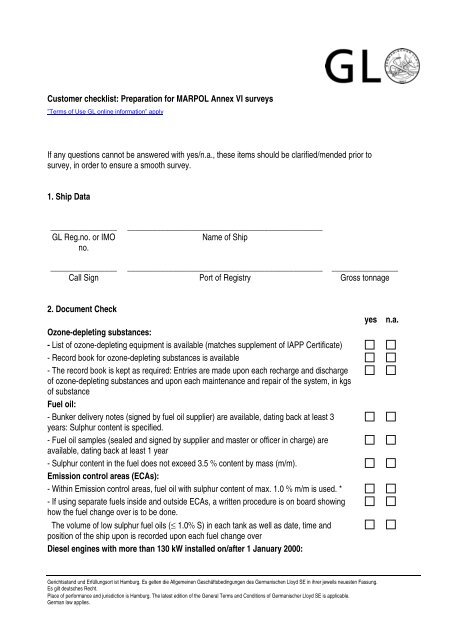 Checklist MARPOL Annex VI - GL Group