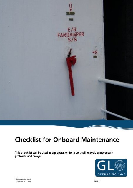 Checklist for Onboard Maintenance - GL Group