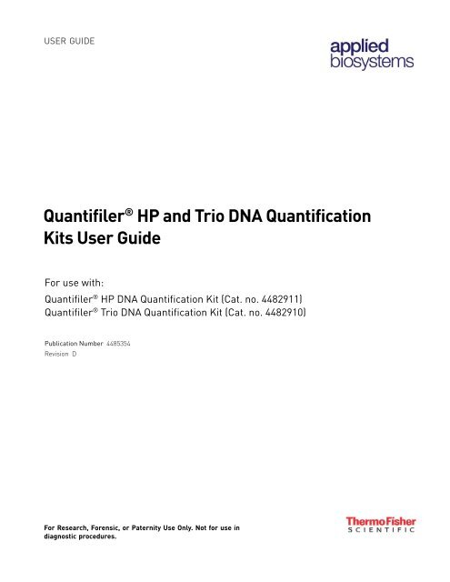 Quantifiler HP and Trio DNA Quantification Kits User Guide