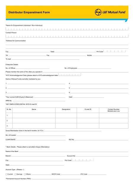 Distributor Empanelment Form