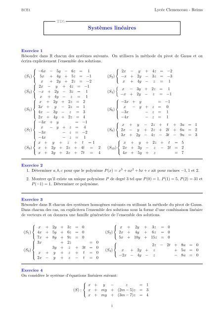 Systèmes linéaires