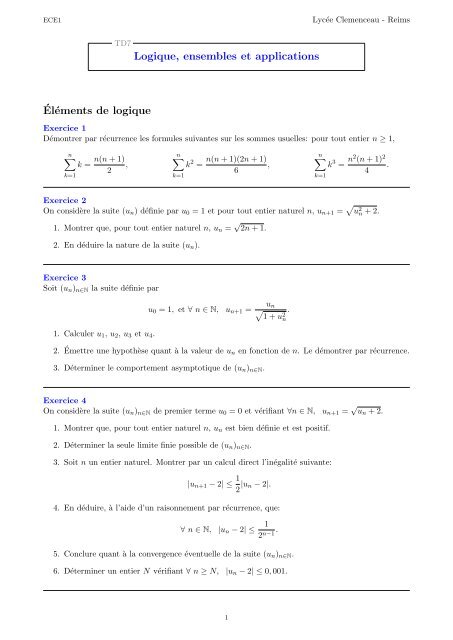 Logique ensembles et applications Éléments de logique