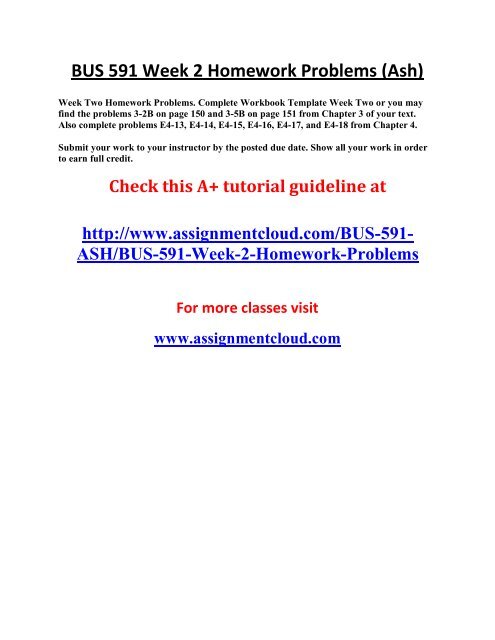 ASH BUS 591 Week 2 Homework Problems