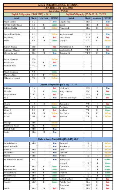 Master Activity Calendar - Army Public School