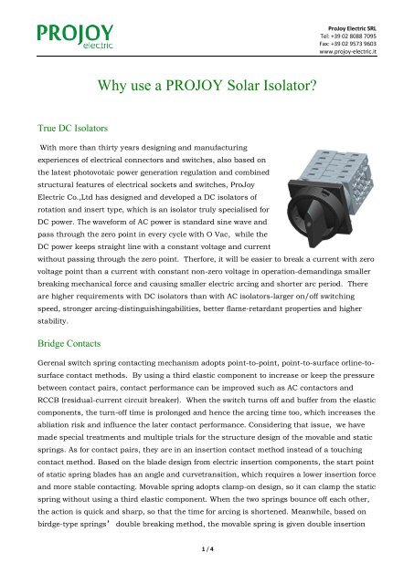 Why use a PROJOY Solar Isolator