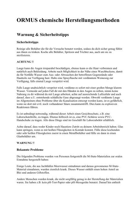 ORMUS chemische Herstellungsmethoden