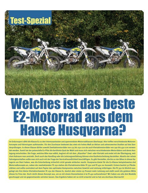 Spezial E2 Husqvarna Klassenvergleich 2016