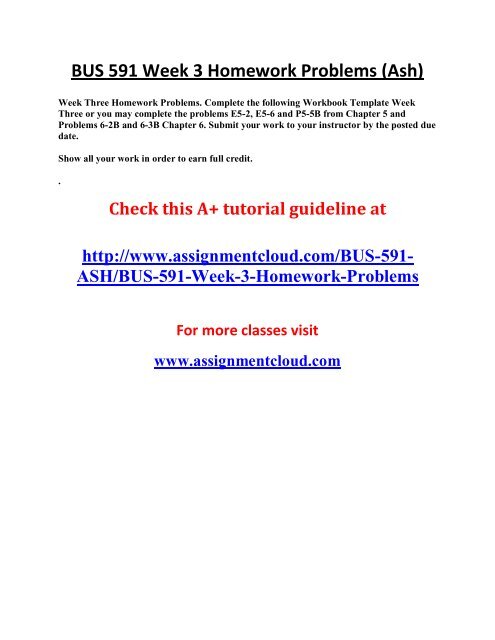 ASH BUS 591 Week 3 Homework Problems