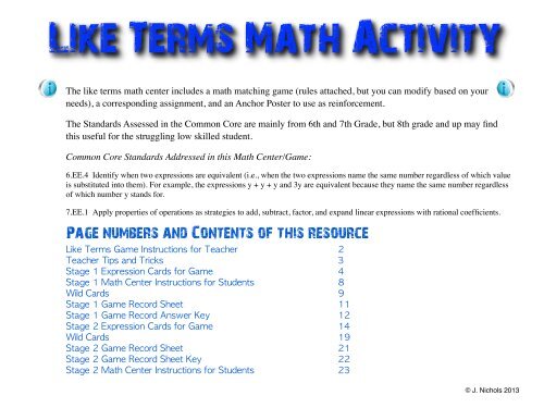 CombiningLikeTermsMathCenterandActivity (1)