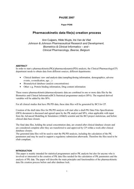 Pharmacokinetic data file(s) creation process - PhUSE