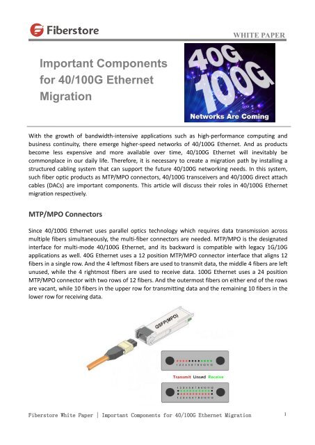 Important Components for 40 100G Ethernet Migration