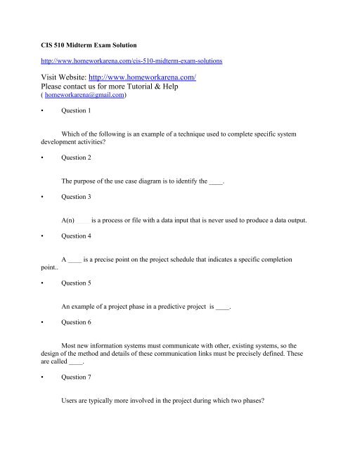 CIS 510 Midterm Exam