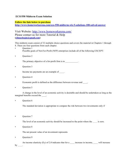 ECO550 Midterm Exam Solution